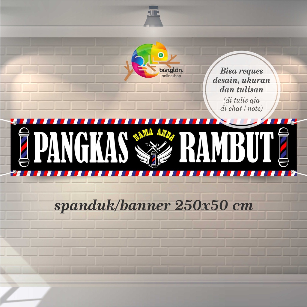 Jual Size 250x50 Cm Spanduk, Banner Pangkas Rambut Keren Custom Nama ...