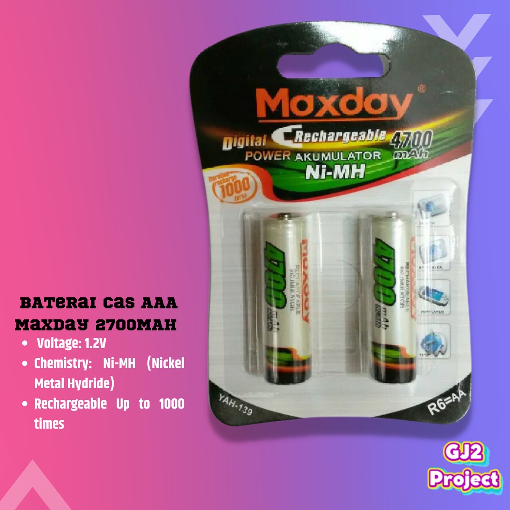 Jual Baterai cas Maxday 2700 AAA Baterai Charger Maxday 2700Mah AAA ...