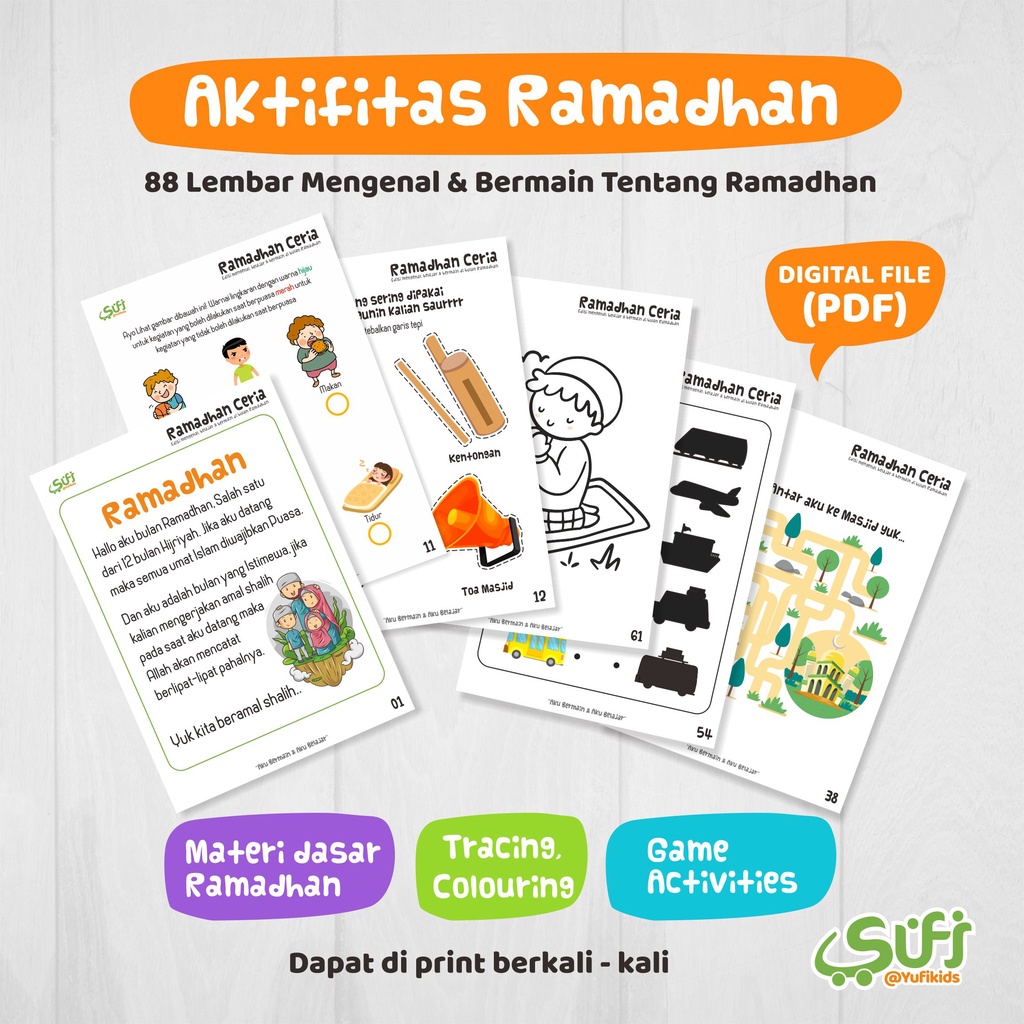 Jual PDF / Worksheet Ramadhan Anak PAUD/Ramadhan Activity Yufikids ...