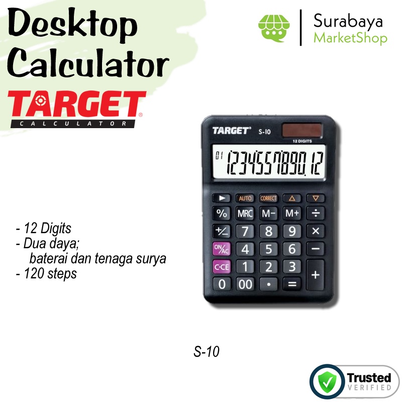 Jual Kalkulator Target S-10 / Desktop Calculator - 12 Digit (1pcs ...