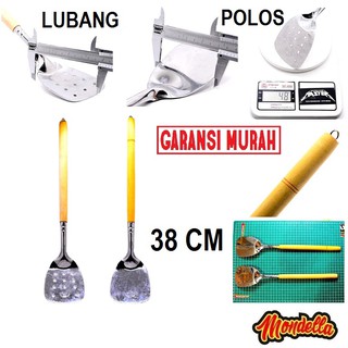 Jual Sodet Sutil Besar 38cm 40 Cm Stainless Gagang Kayu Polos Lubang ...