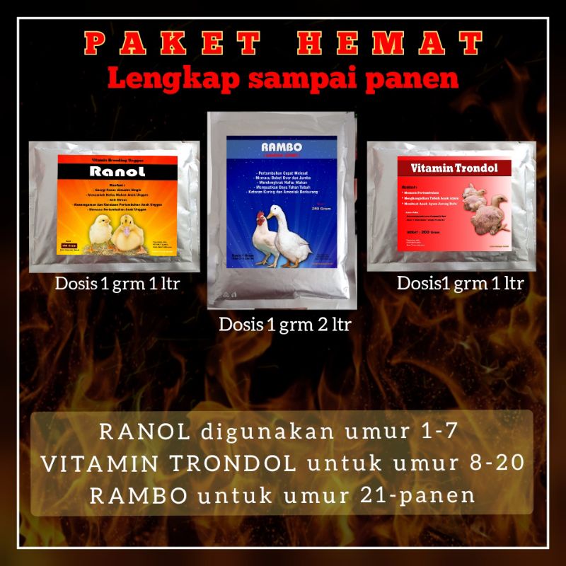 Jual PAKET RANOL VITRON RAMBO vitamin brooding lengkap sampai panen ...