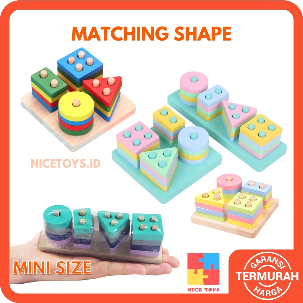 Jual Matching Shape Mainan Kayu Mainan Balita Wooden Toys Mainan Kayu ...