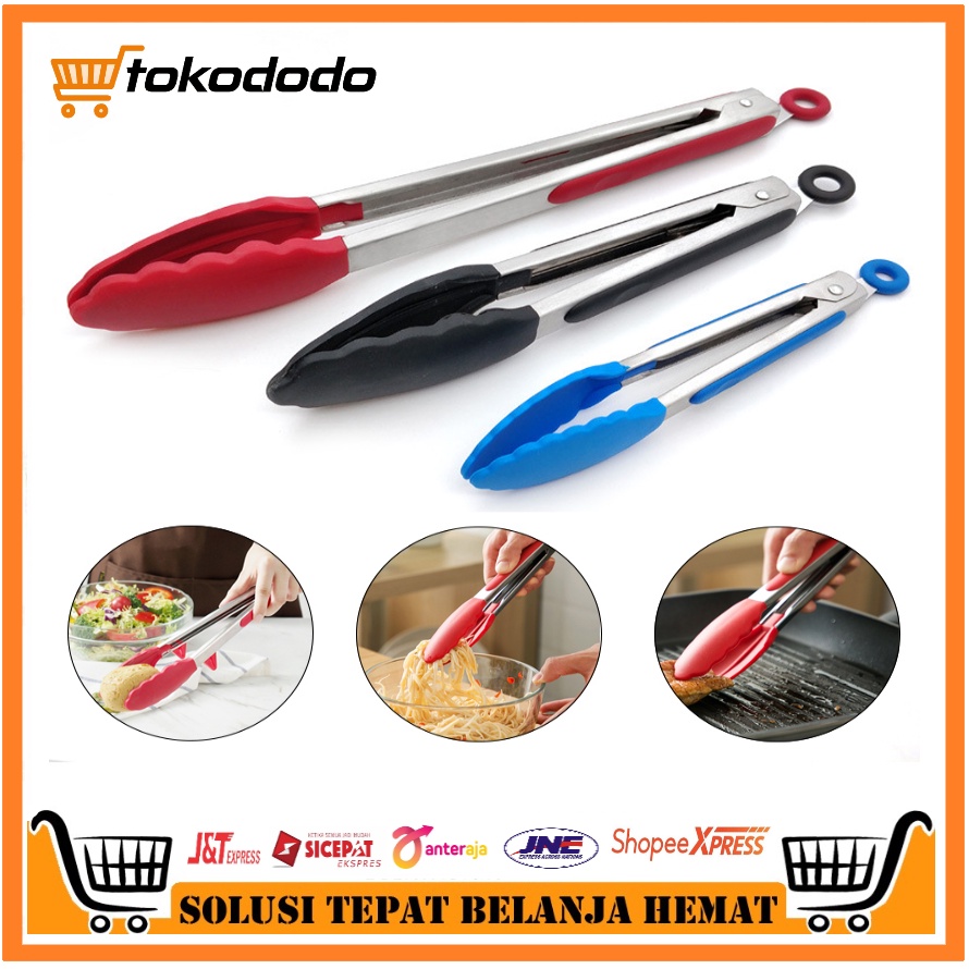 Jual Penjepit gorengan Makanan BBQ Salad Anti Slip Stainless Steal ...