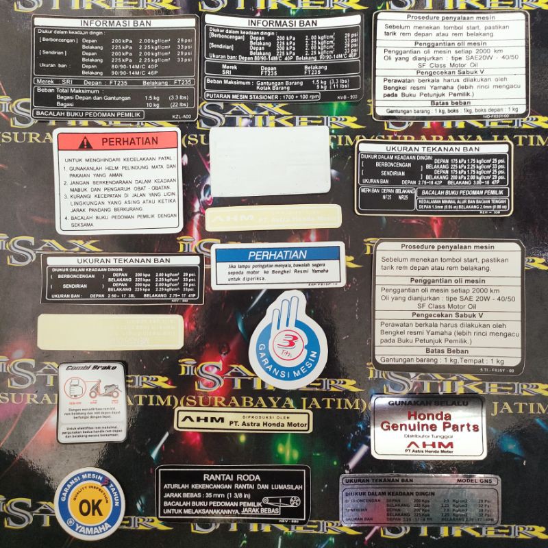 Jual stiker peringatan warning bawaan motor stiker petunjuk | Shopee Indonesia