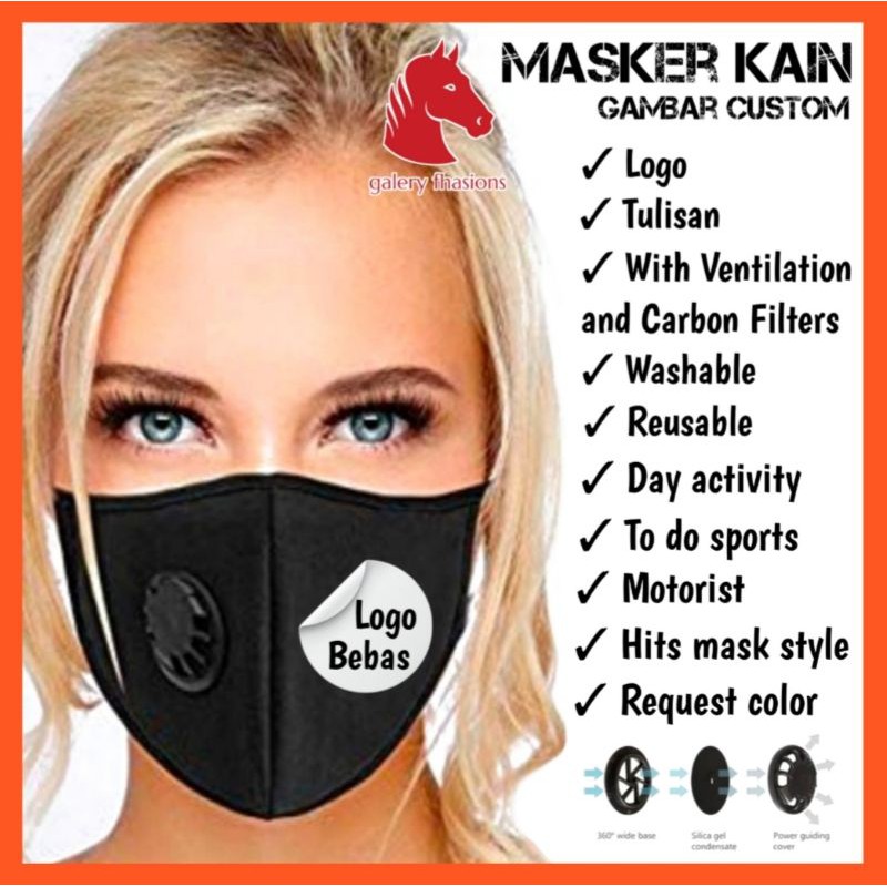 Jual masker kain ventilator + logo | masker respirator duckbil filter ...