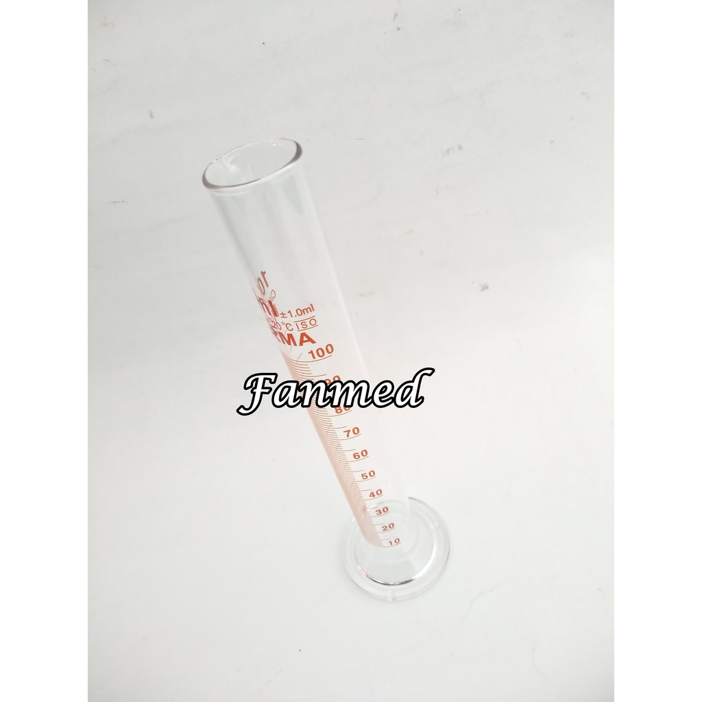 Jual Alat Laboratorium Gelas Ukur Kaca Tabung Larutan Kimia 100cc Herma ...