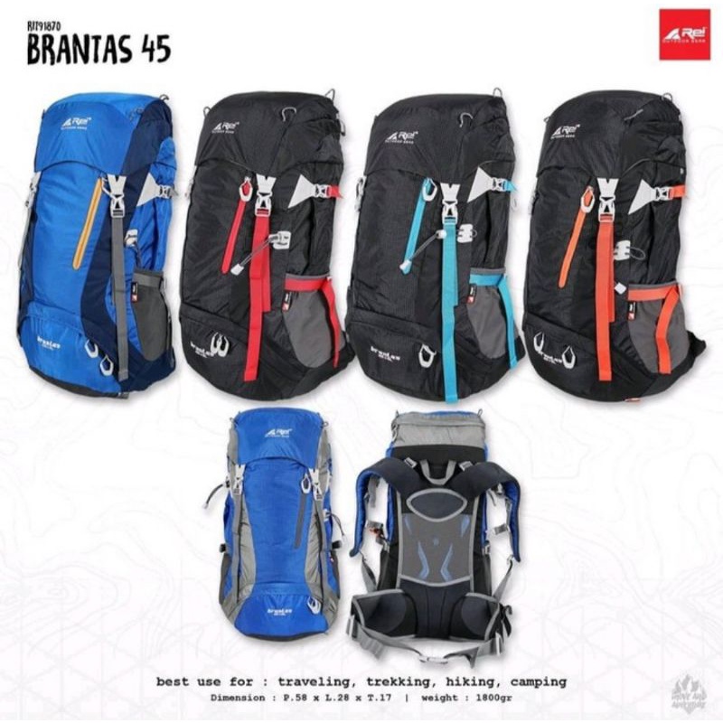 Jual Tas Keril Rei Brantas 45+5L Tas Carier Arei Tas Gunung Hiking ...