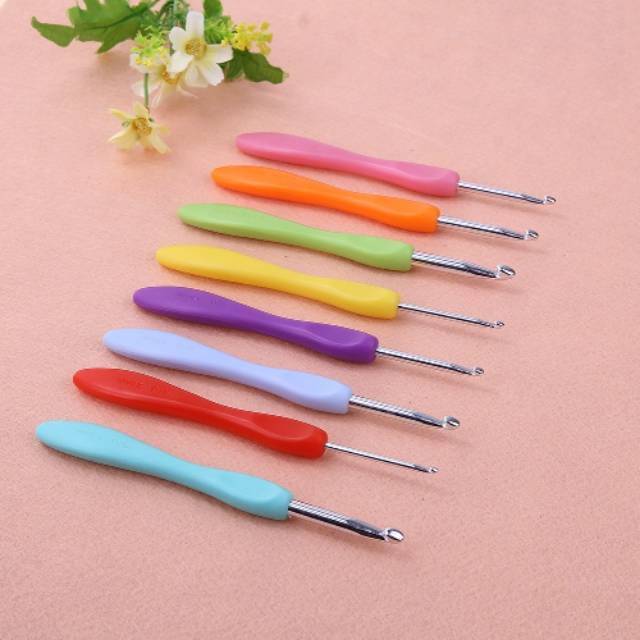 Jual Jarum Rajut/Alat Rajut/Hakpen Alumunium Gagang Karet Indonesia ...