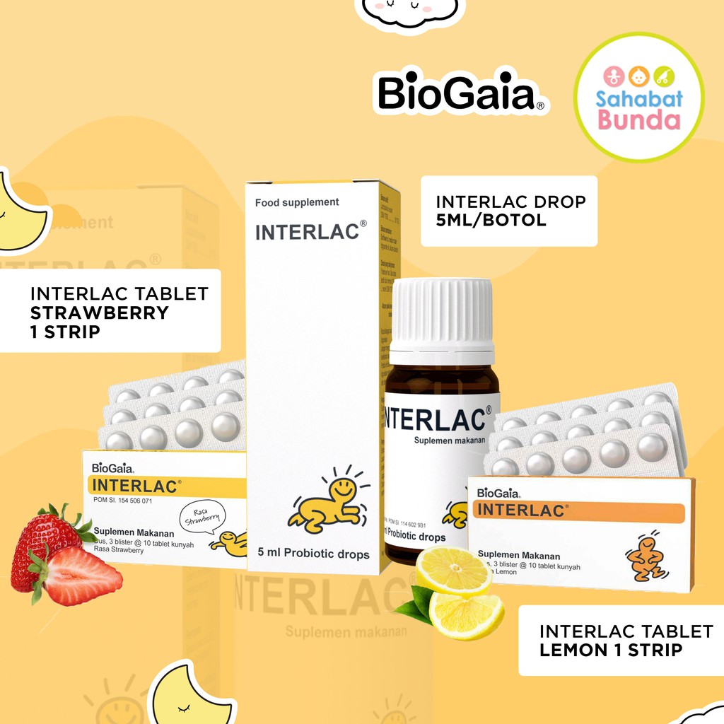 [BPOM] INTERLAC Oil Probiotic Drop 5ml / Tablet Kunyah / Sachet for ...