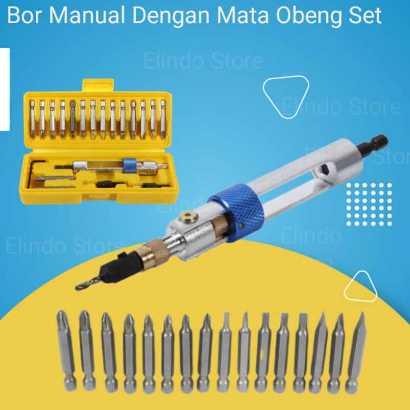Jual Alat Bor Tangan Manual Lengkap dengan Mata Obeng Set | Shopee ...