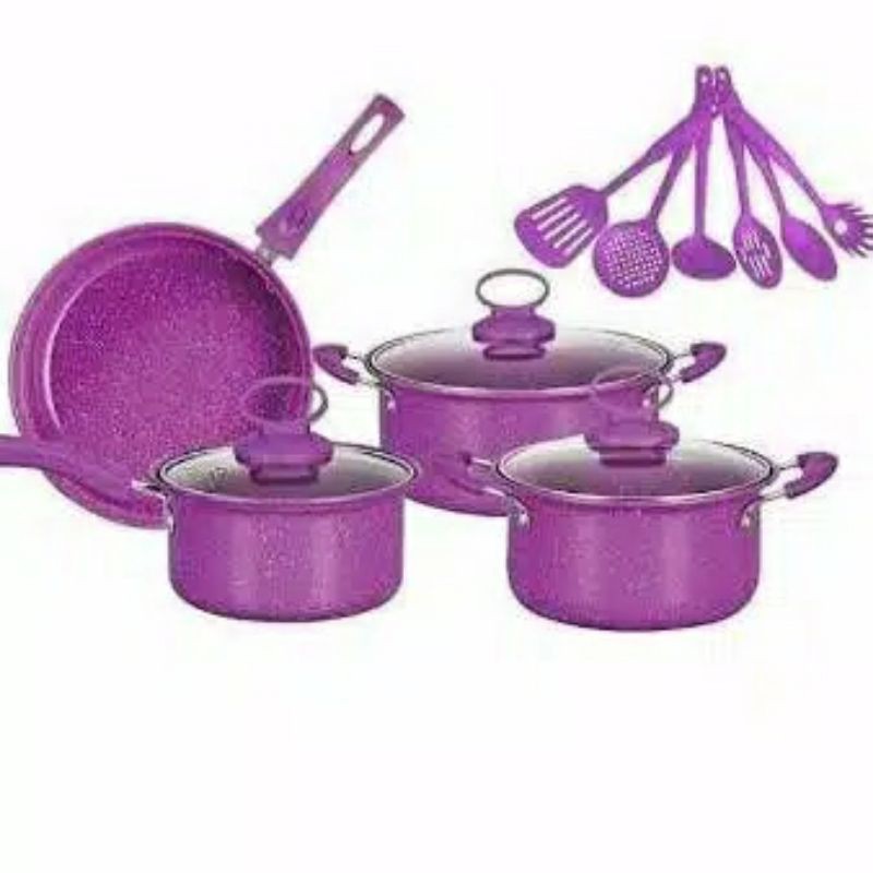 Jual panci teflon set isi 13 cookware set - 4 panci dan penutup ...