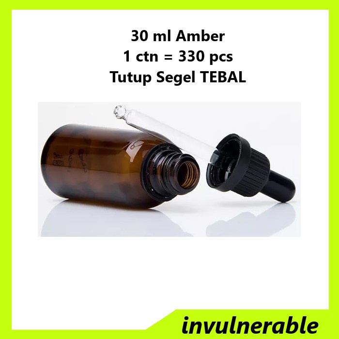 Jual Botol Pipet Kaca Amber 30 ml Tutup Hitam Segel Tebal 30ml | Shopee Indonesia