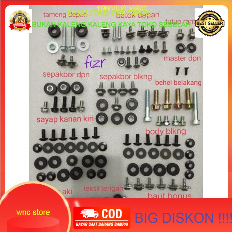 Jual Baut lengkap full body set motor fizr lengkap dengan karet baut ...