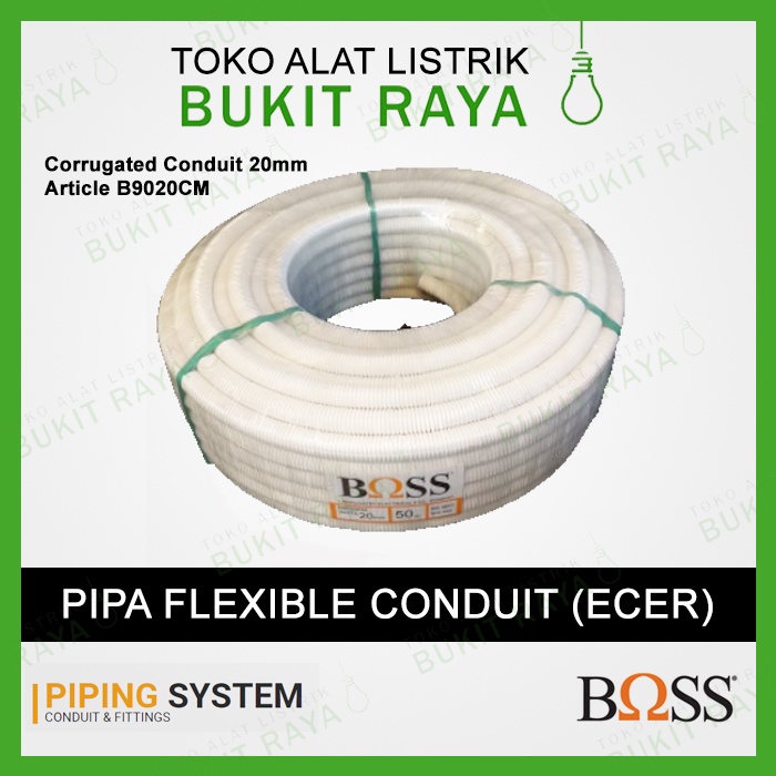 Jual BOSS Pipa Flexible Conduit Corrugated Putih 20 mm ECERAN Harga Per ...