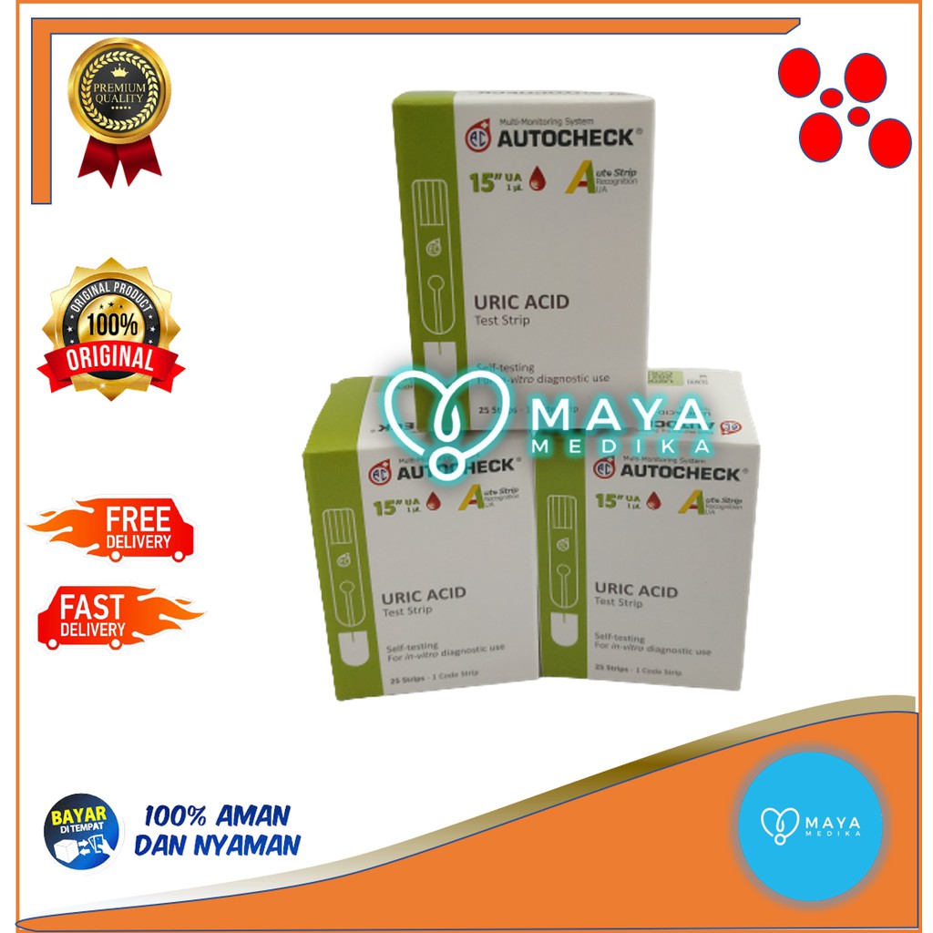 Jual Strip Autocheck / GEA / Asam Urat / Uric Acid / isi 25 strip ...