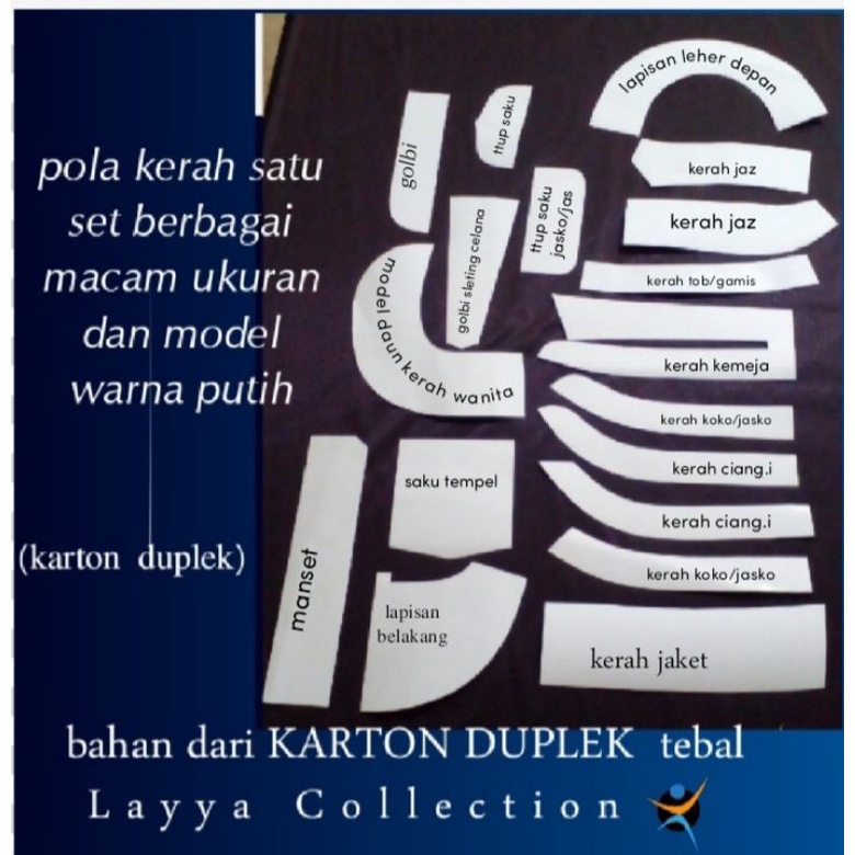 Jual pola kerah kemeja dan jas DLL (karton duplek tebal) | Shopee Indonesia