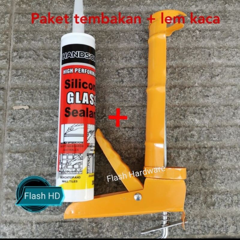 Jual tembakan lem kaca kaleng + lem kaca sealent botol handsome ...