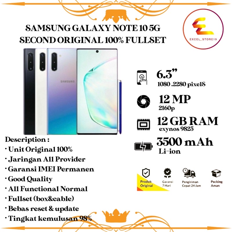 Jual Samsung Galaxy Note 10 RAM 12GB/256GB-SUPPORT 5G-SECOND MULUS ORIGINAL FULLSET Indonesia ...