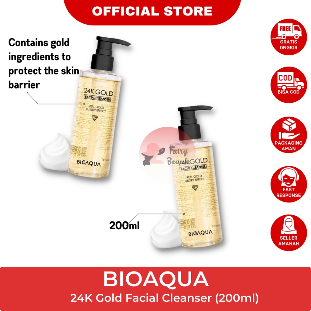 Jual BIOAQUA 24K Gold Sabun Cuci Muka Gentle Cleanser Facial Wash Glowing Face Wash 200ml Oil ...