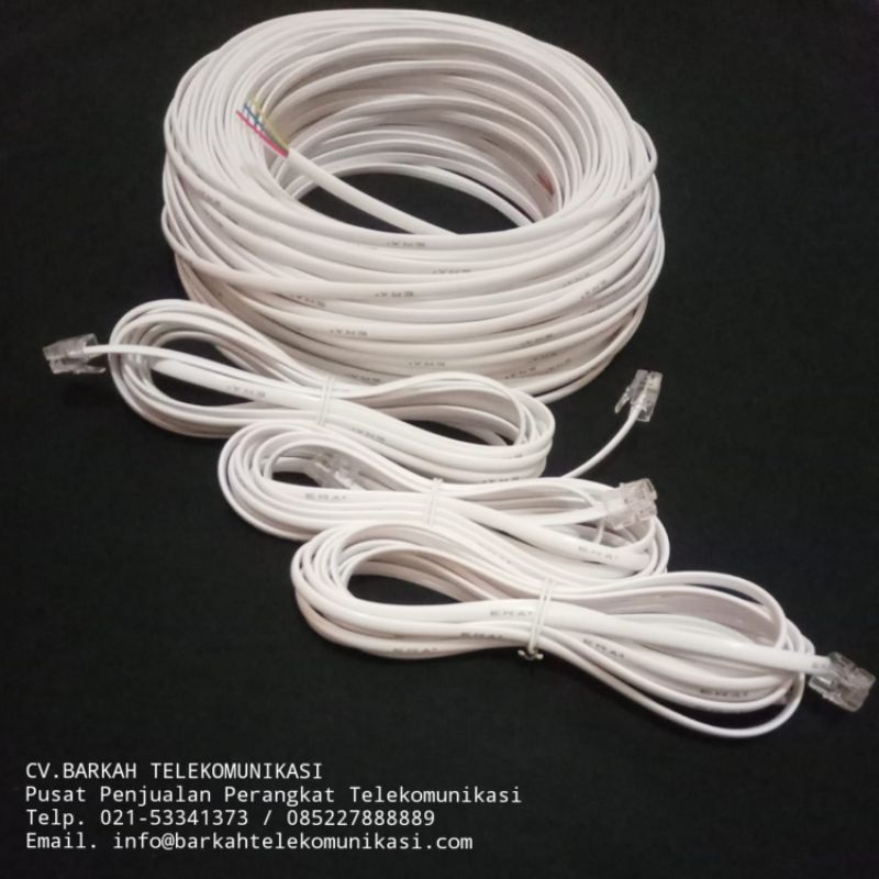 Jual Kabel Roset Telepon + Pin RJ11 / Kabel Line Telepon Ukuran 15 Mtr ...