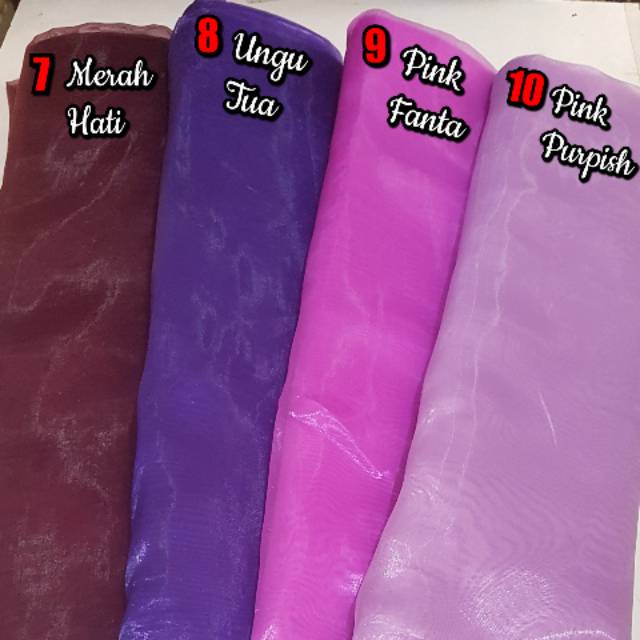 Jual Kain Kaca/Organdi Lebar 1.5m (Variasi Merah-Ungu) | Shopee Indonesia