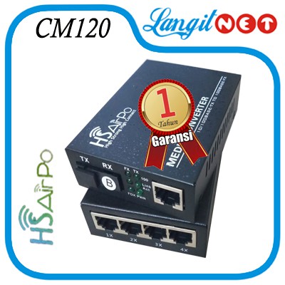 Jual HS AIRPO CM120 FIBER ETHERNET MEDIA CONVERTER 10/100 MBPS WITH 4 ...