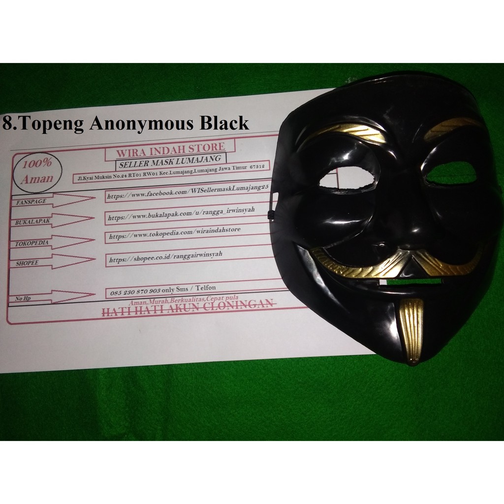 Jual Topeng Anonymous / Topeng Hacker / Topeng Vendeta Black / Topeng ...