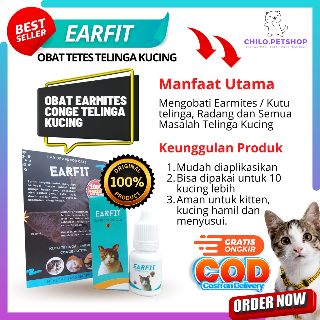 Jual Earfit Obat Tetes Telinga Kucing Obat Earmites Sakit Telinga Gatal ...