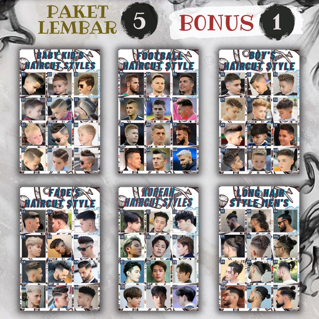 Jual POSTER IDAMAN - PAKET 5 LEMBAR BONUS 1 LEMBAR - poster pangkas rambut pria 2023 - poster ...