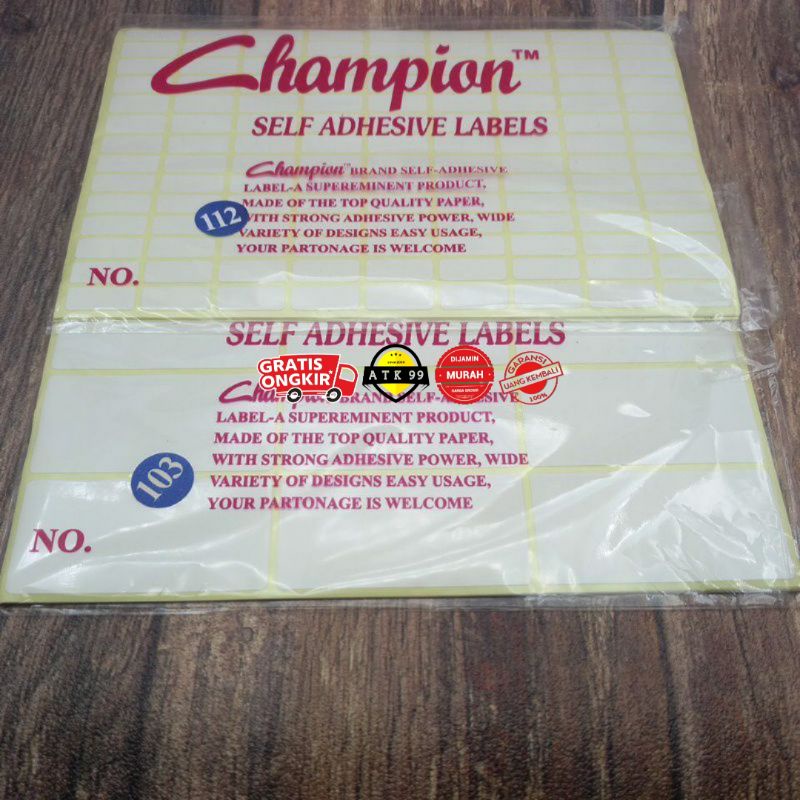 Jual LABEL CHAMPION/Label Undangan 103/label harga 112/self adhesive ...