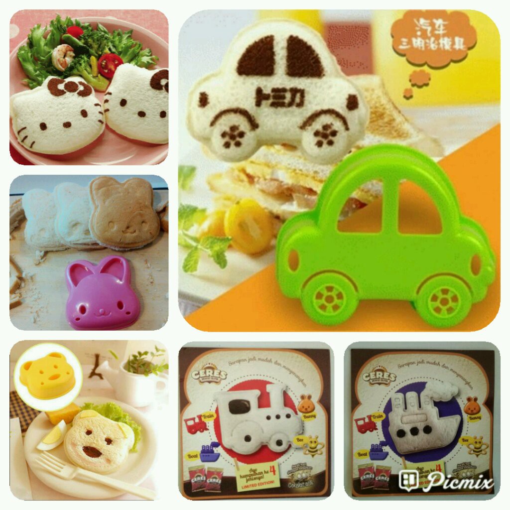 Jual Cetakan Bento Roti Sandwich Mold Motif Karakter Bear Beruang Bunny ...