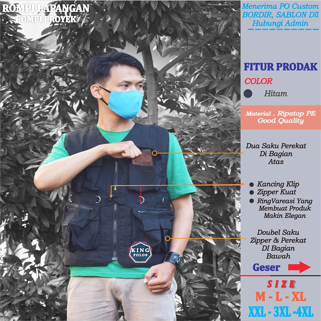 Jual (COD) ROMPI PROYEK WARNA HITAM | VEST ROMPI MURAH | ROMPI SOSIAL ...