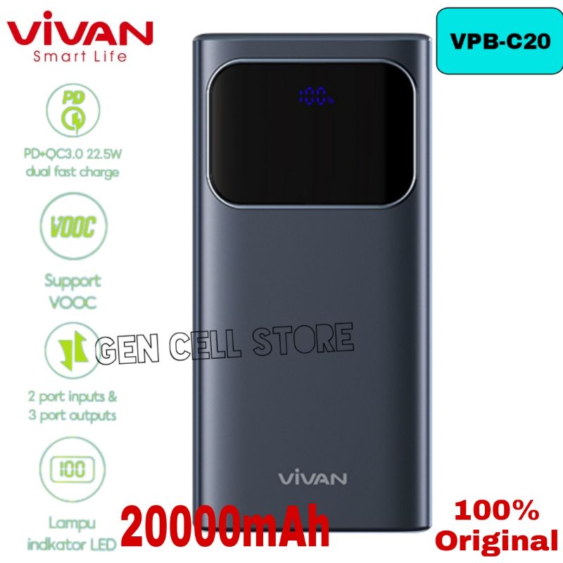 Jual Power Bank VIVAN 20000mAh VPB-C20 Quick Charging Support VOOC ...