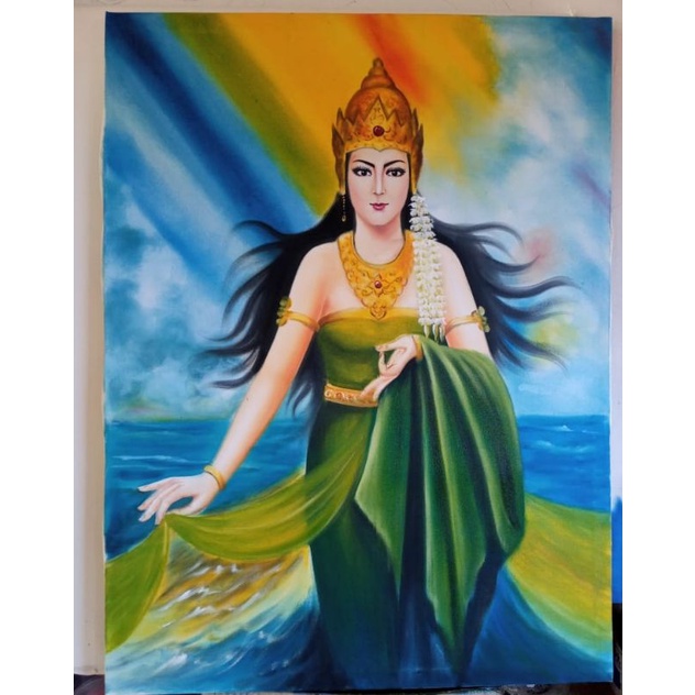 Jual lukisan nyi roro kidul lukisan ratu pantai selatan lukisan kanvas ...