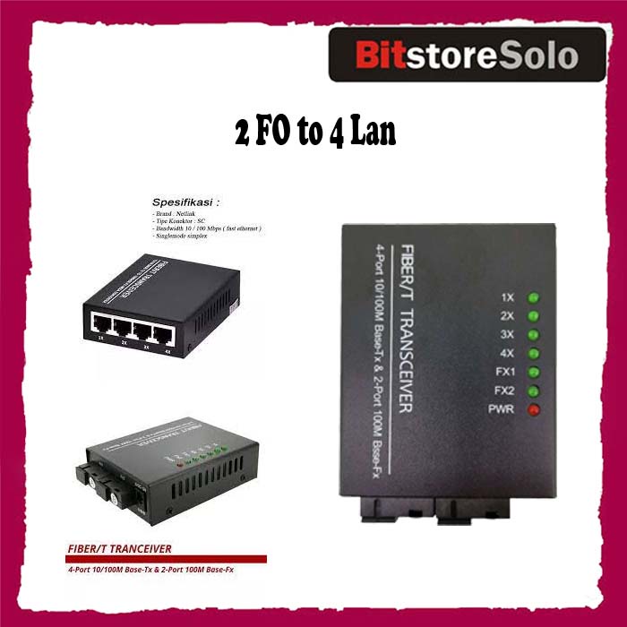 Jual Media Converter 2SC Port FO to 4 Port LAN RJ45 10/100Mbps Fiber Optik Converter Ethernet ...