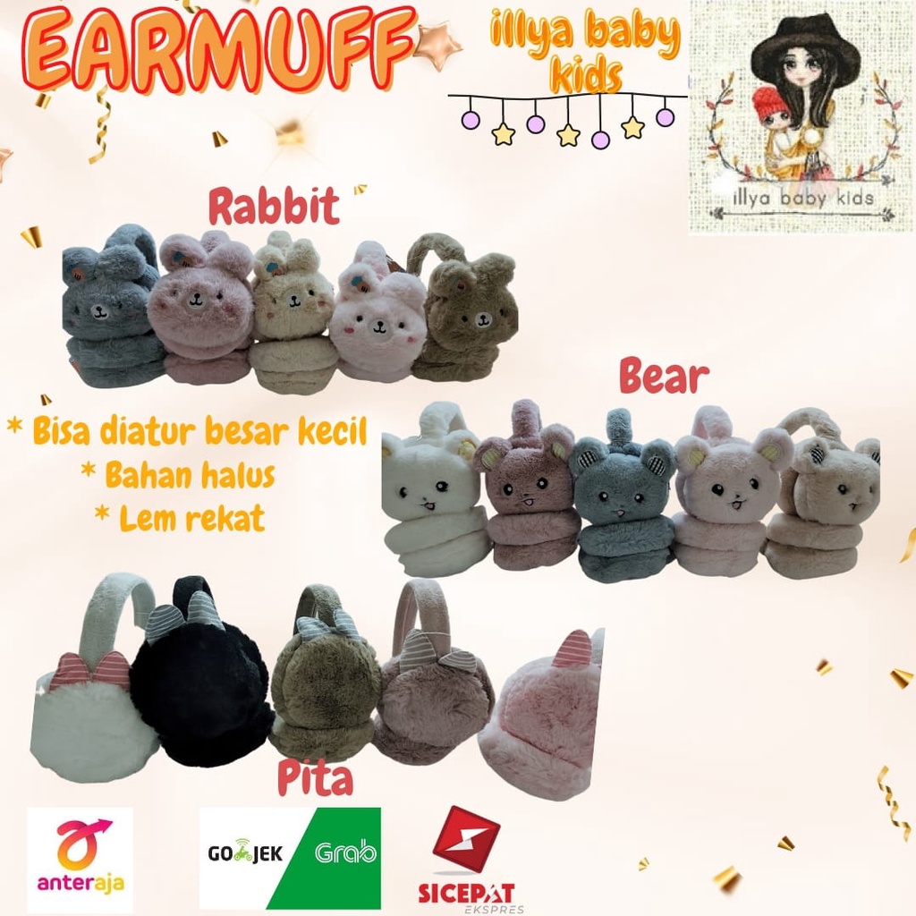 Jual Earmuff Penutup Telinga Bayi Anak Karakter Bunny Kelinci Bear ...