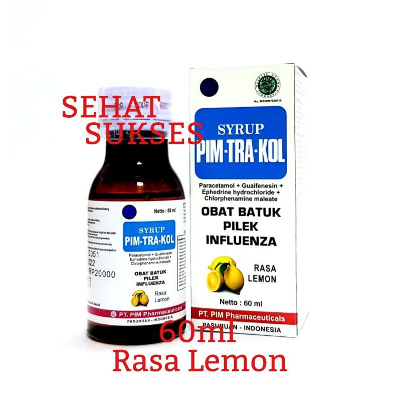 Jual SYRUP PIM TRA KOL (RASA LEMON) BIRU ~ OBAT BATUK PILEK ANAK 60ML ...