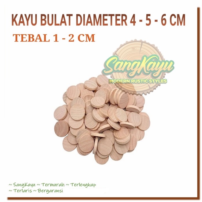 Jual TERMURAH Craft wooden kayu bulat diameter 4-5-6cm bahan craft wood ...