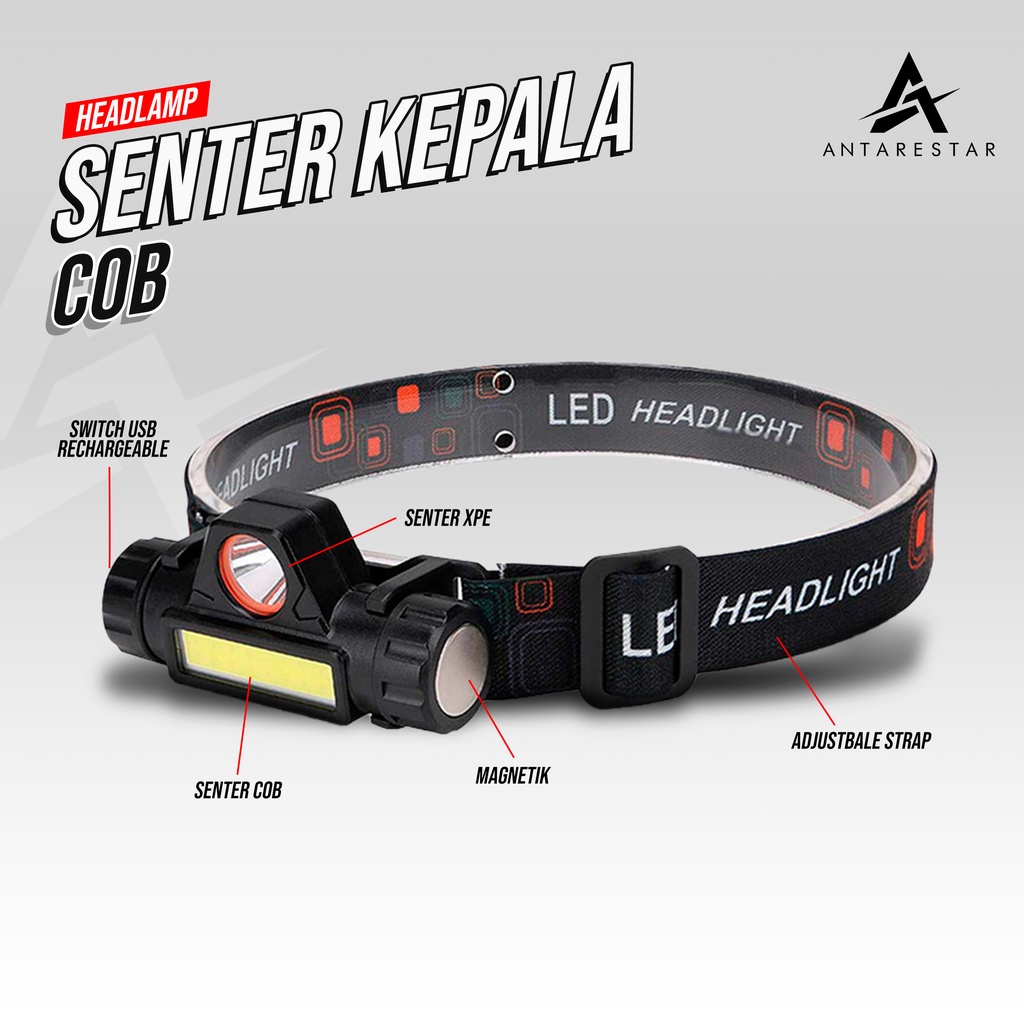 Jual ANTARESTAR Official - Senter Kepala Mini Head Lamp Led Cob Lampu ...