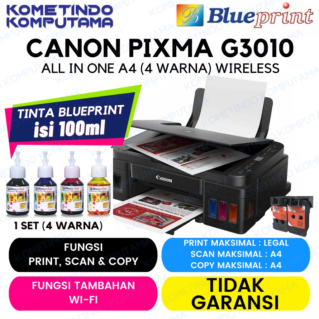Jual Printer Canon PIXMA G3010 100ML TINTA BLUEPRINT Print Scan Copy ...