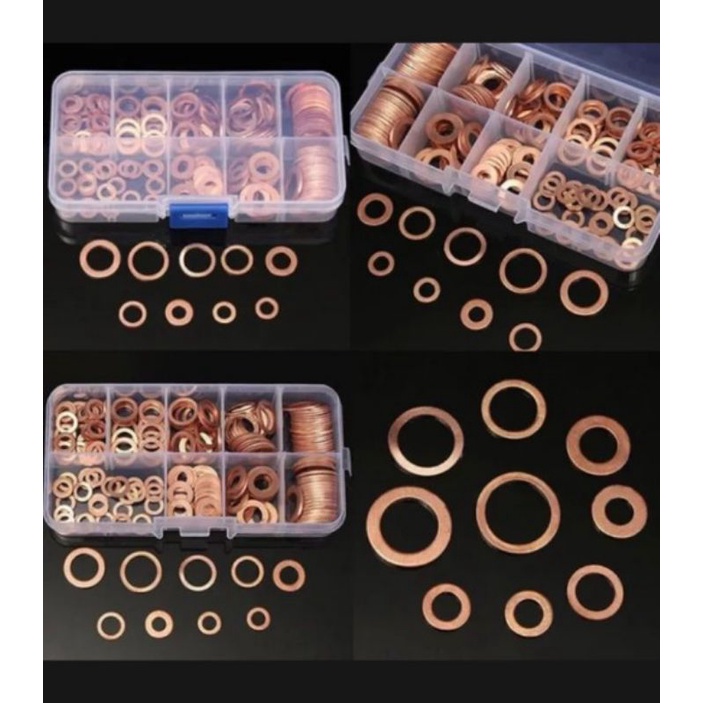 Jual O Ring Set Plat Baut Gasket Flat Ring Seal Tembaga 200 pcs ...