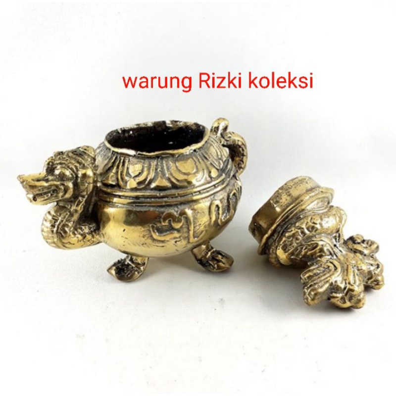Jual Barang Antik Cupu Manik Kuningan Naga Raja Kembar Gambar Aksara ...