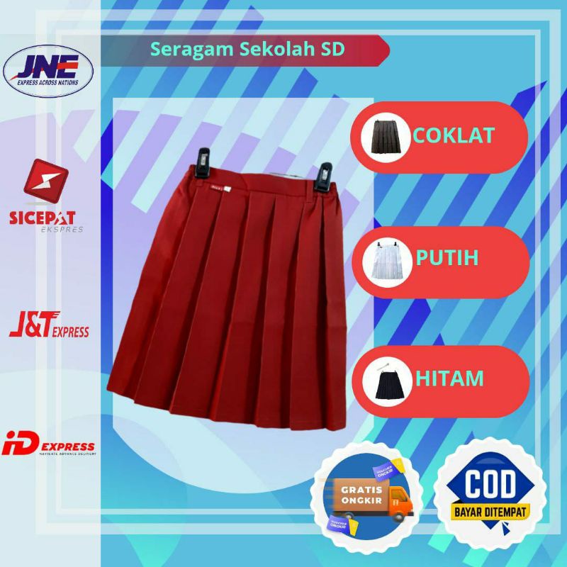 Jual seragam sekolah rok pendek SD merah putih coklat | Shopee Indonesia