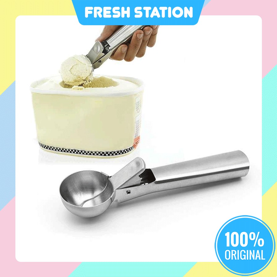 Jual Scoop Ice Cream Sendok Es Krim Cocktail Buah Bulat Stainless Anti ...