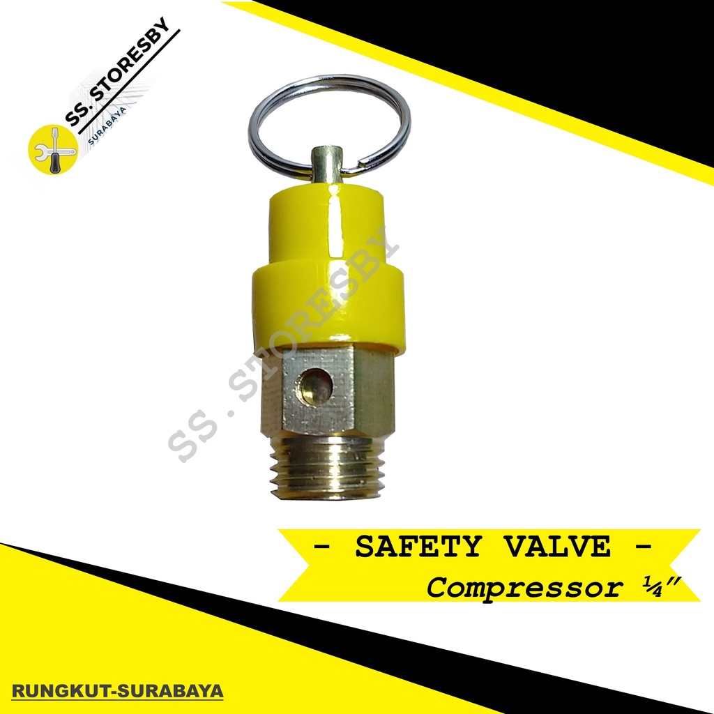 Jual MINI SAFETY VALVE KOMPRESOR 1/4 INCH KUNINGAN KRAN PENGAMAN ...