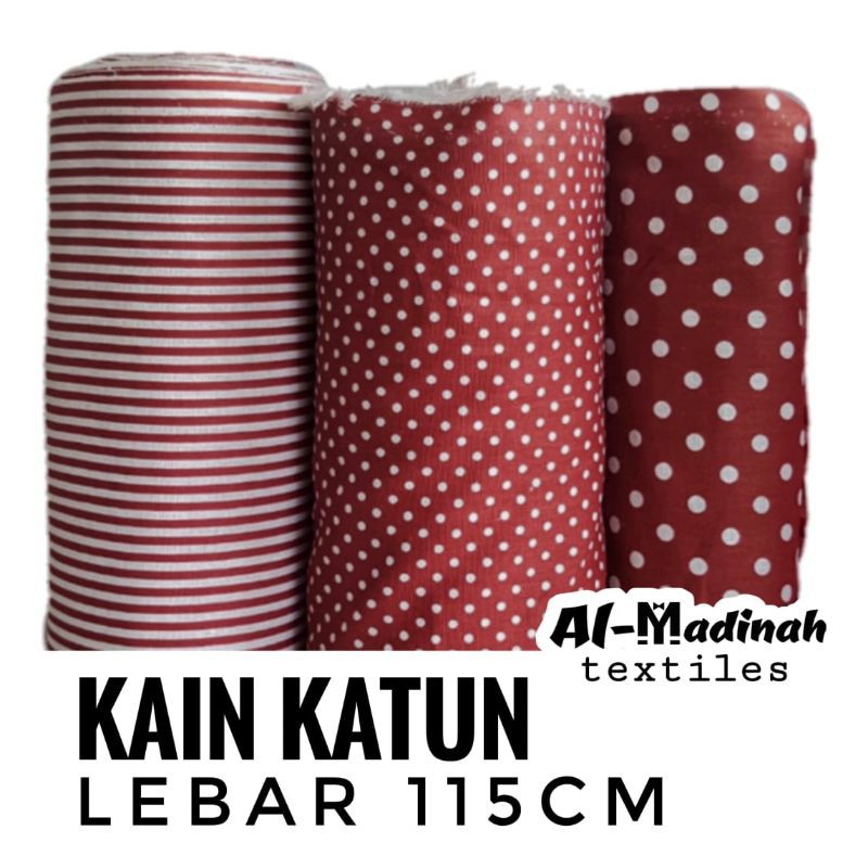 Jual KAIN KATUN WARNA MAROON METERAN // MOTIF KOTAK, SALUR STRIP ...