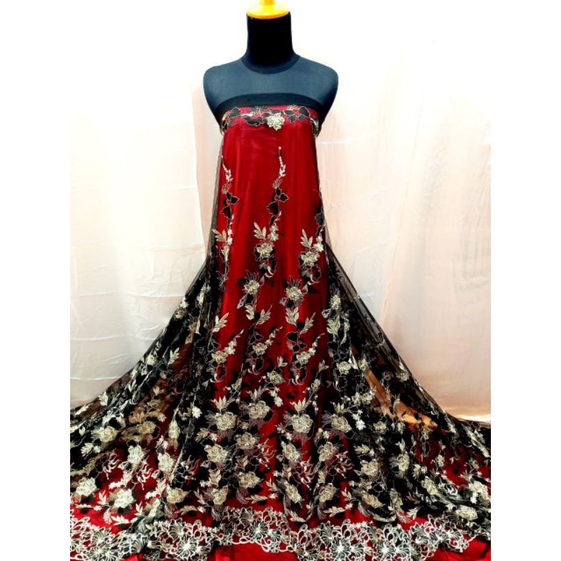 Jual kain tille motif bunga pinggiran Indonesia|Shopee Indonesia