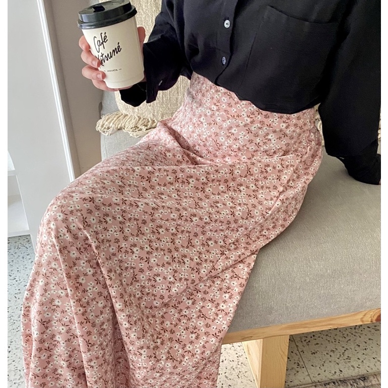 Jual Floral Skirt Rok Korean Style Panjang Rok Wanita Kekinian Rok ...