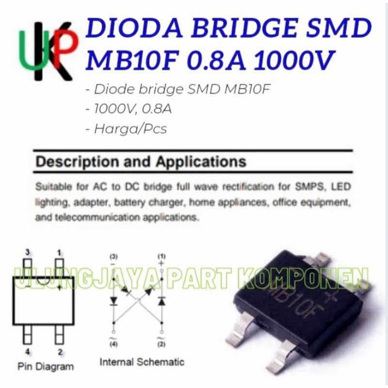 Jual dioda MB10F 0.8A 1000V SMD dioda bridge | Shopee Indonesia